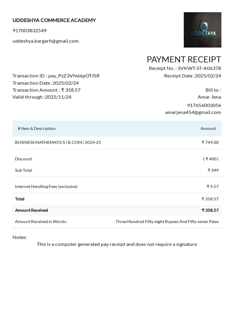 Business Mathematics Bcom 202425 1740403789185 | PDF