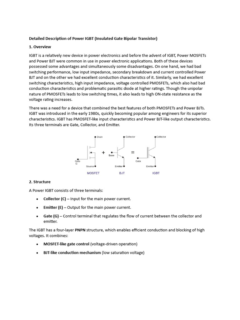 Detailed Description of Power IGBT | PDF | Bipolar Junction Transistor | Field Effect Transistor