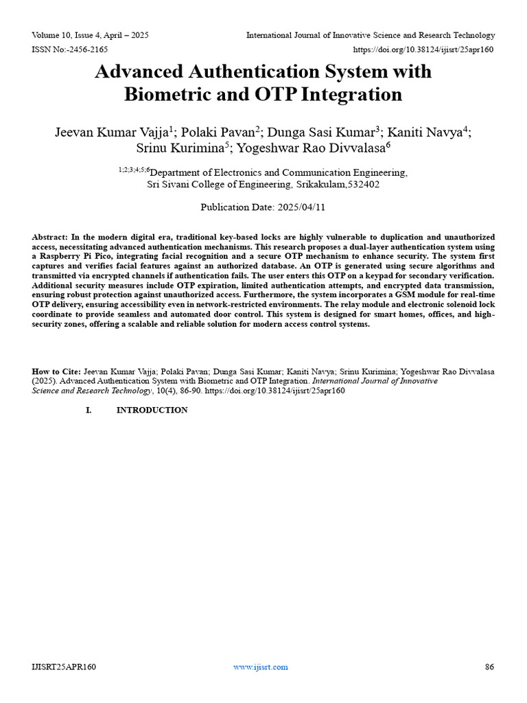 Advanced Authentication System with Biometric and OTP Integration | PDF ...