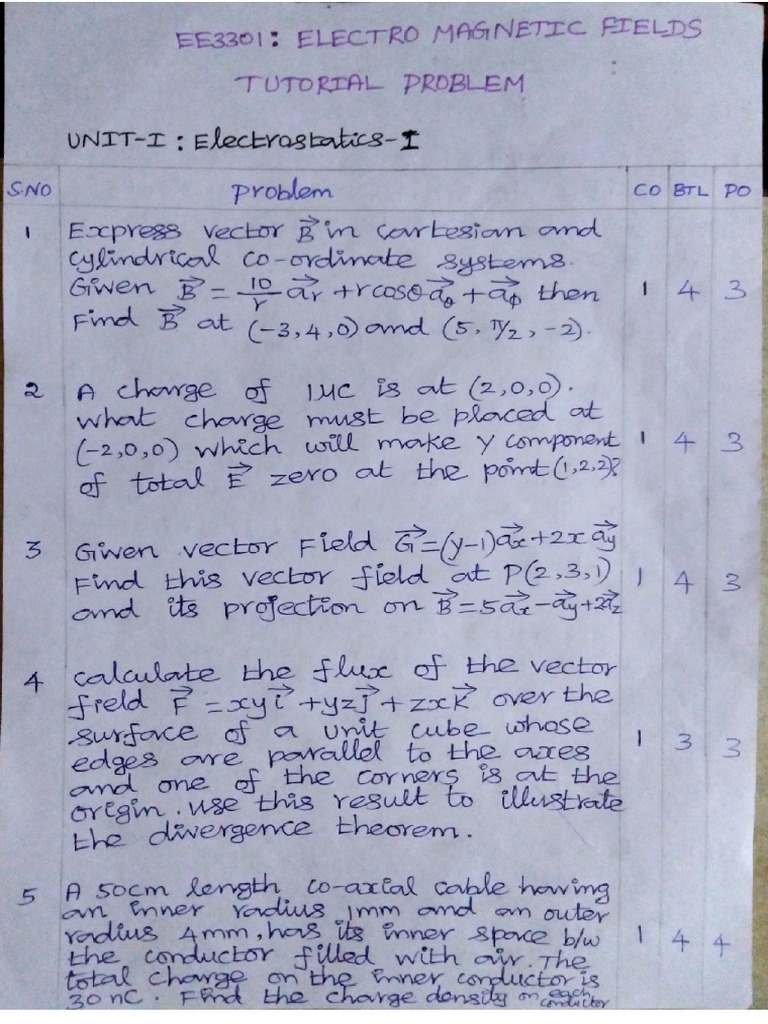 EE3301 EMT EEE Tutorial Problem With Solution | PDF
