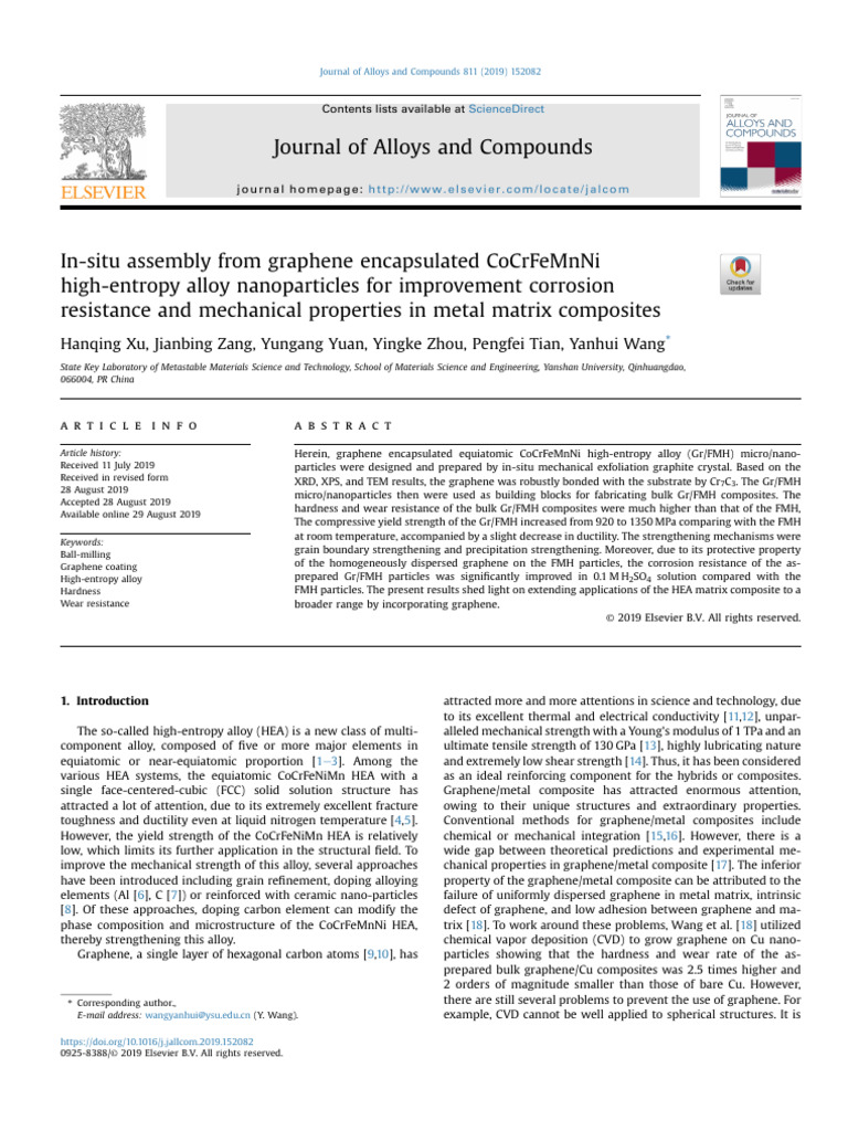 Graphene Encapsulated CoCrFeMnNi | PDF | Graphene | Composite Material