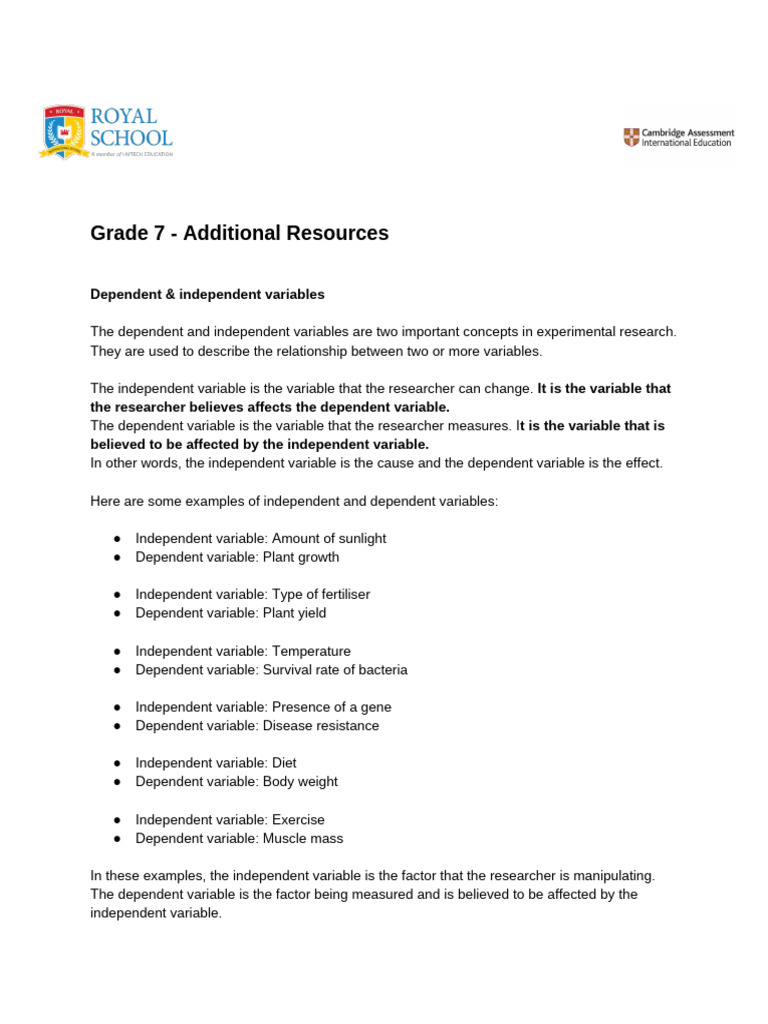 Understanding Variables in Experiments | PDF