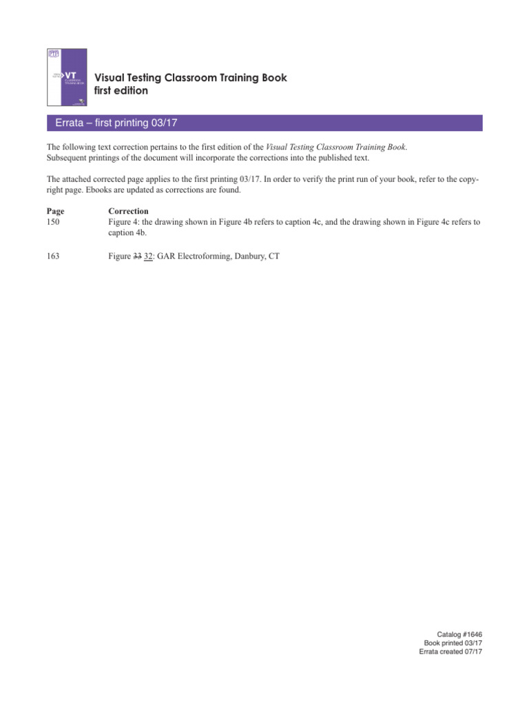 Visual Testing Training Book Errata | PDF | Nondestructive Testing ...