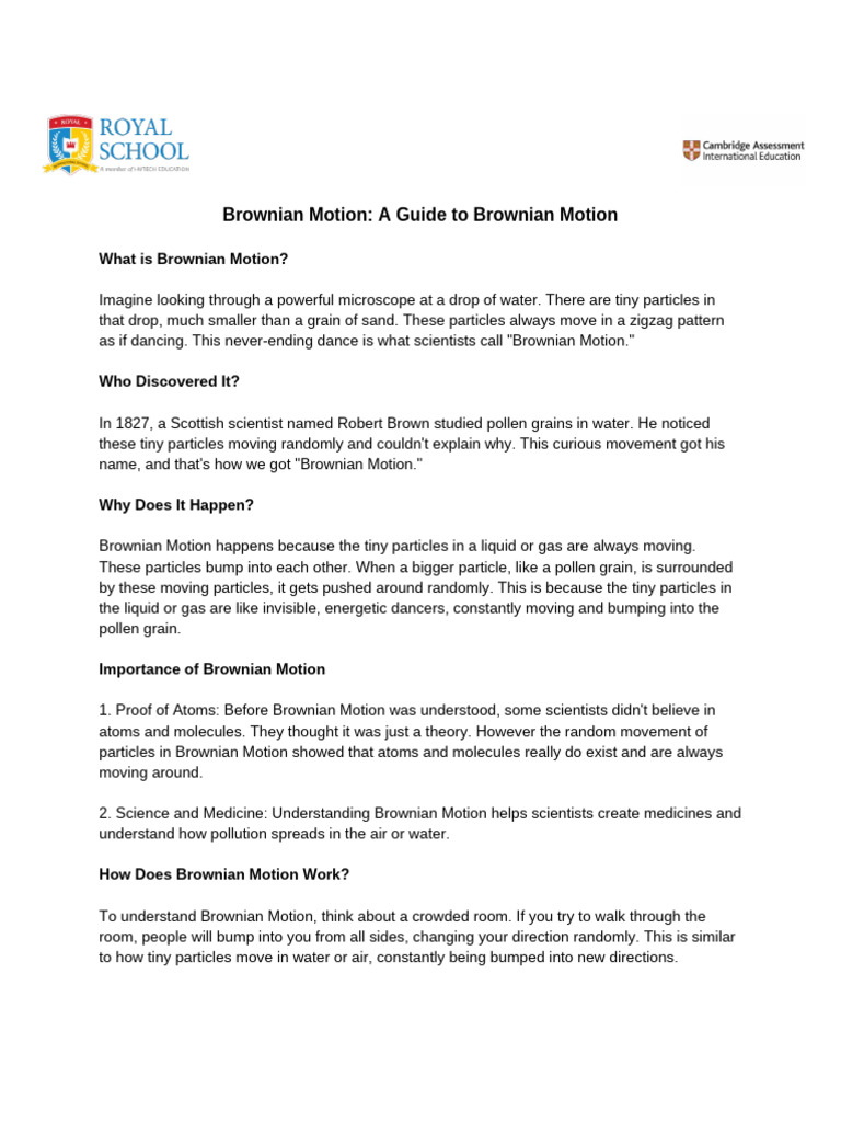 Understanding Brownian Motion | PDF | Brownian Motion | Particle