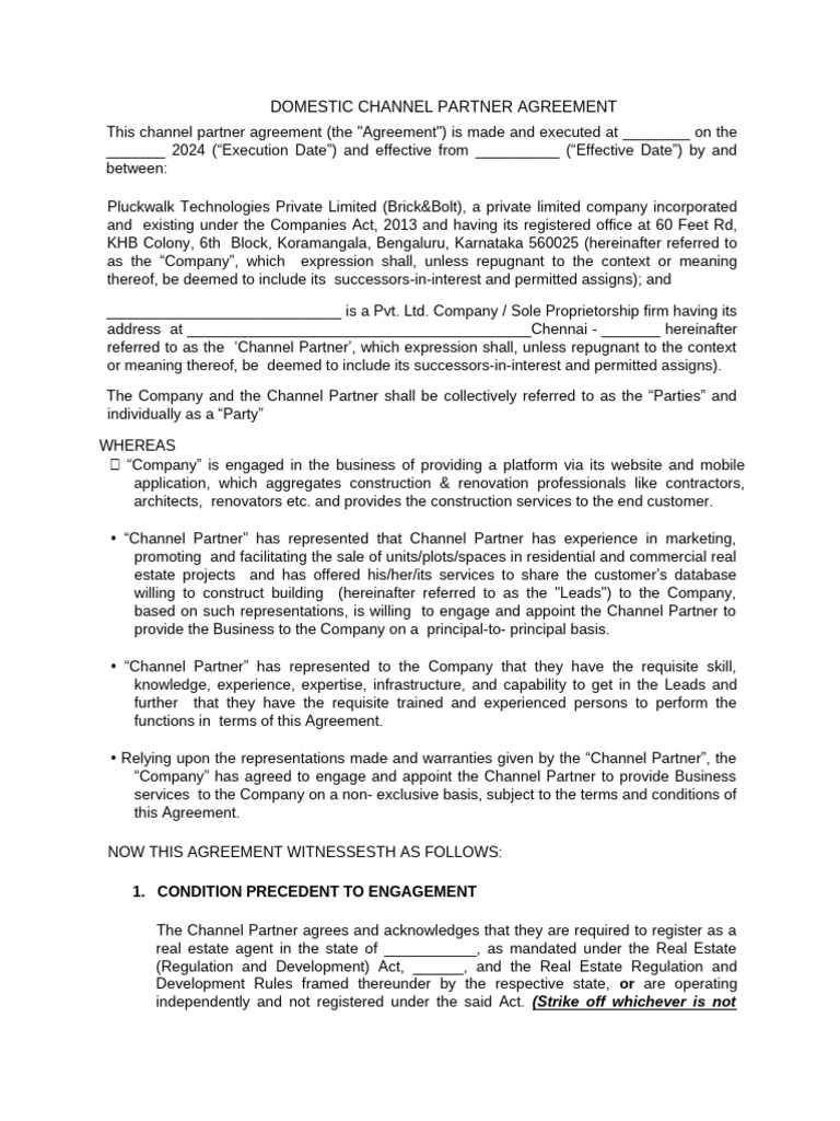 Domestic Channel Partner Agreement | PDF | Breach Of Contract | Trademark