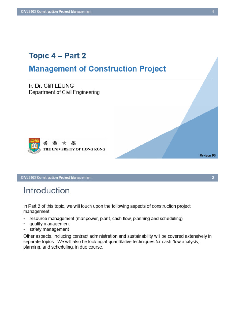 Topic 4 - Management of Construction Project (Part 2) (R0) | PDF ...