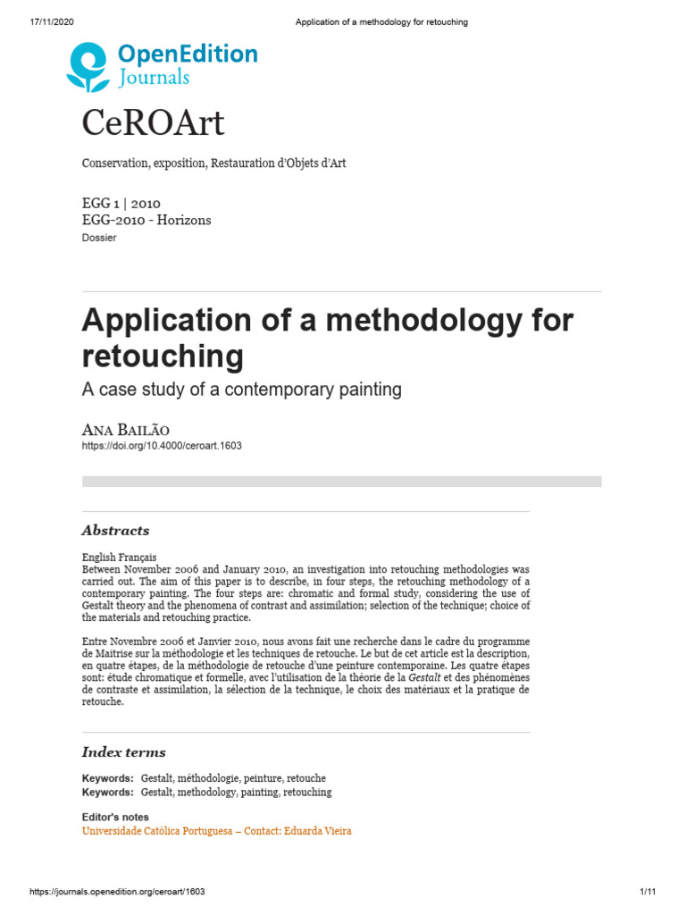 Application of a methodology for retouching | PDF | Paint | Paintings
