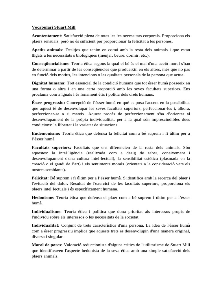 Vocabulari Stuart Mill | PDF