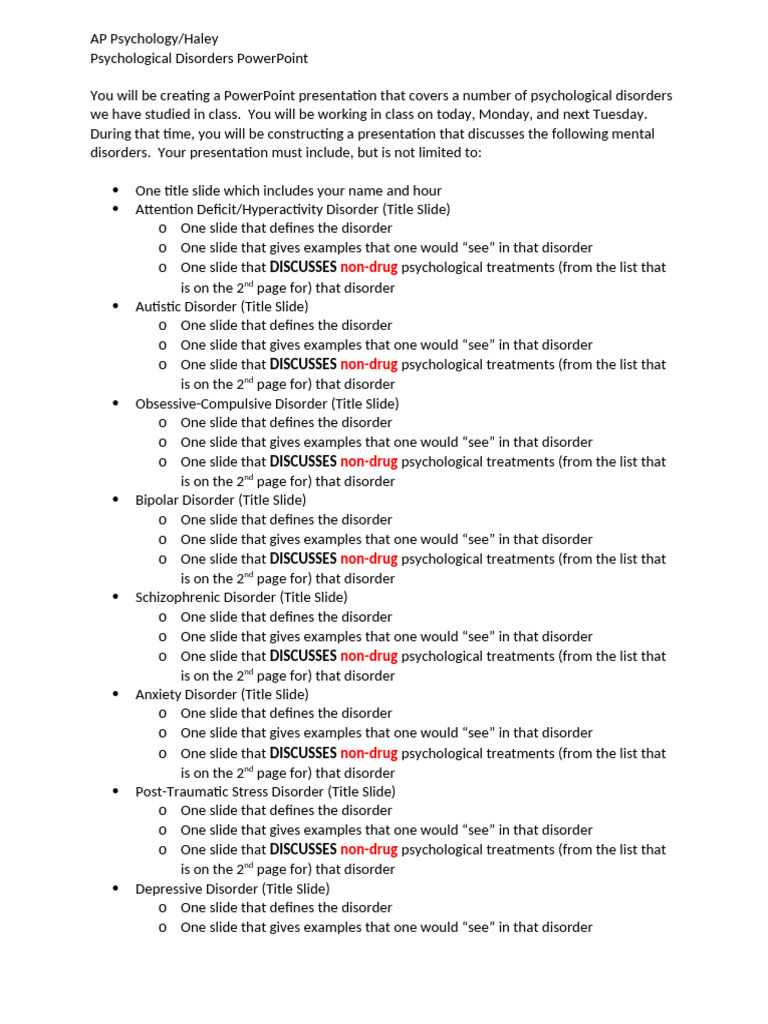 Mental Disorders Powerpoint | PDF | Mental Health | Abnormal Psychology