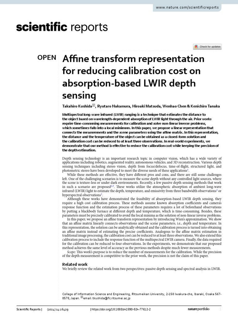 Affine Transform Representation For Reducing Calibration Cost On ...