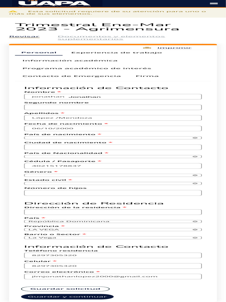 Mi Solicitud - Trimestral Ene-Mar 2023 - Agrimensura | PDF