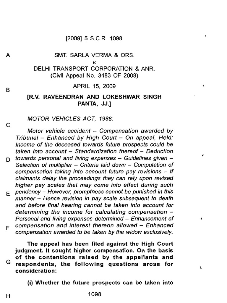 SMT Sarla Verma Ors Vs Delhi Transport Corporation Anr1701846666 | PDF ...