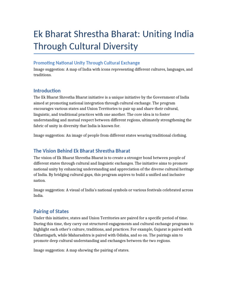 Ek Bharat Shrestha Bharat | PDF | Tourism | Human Communication