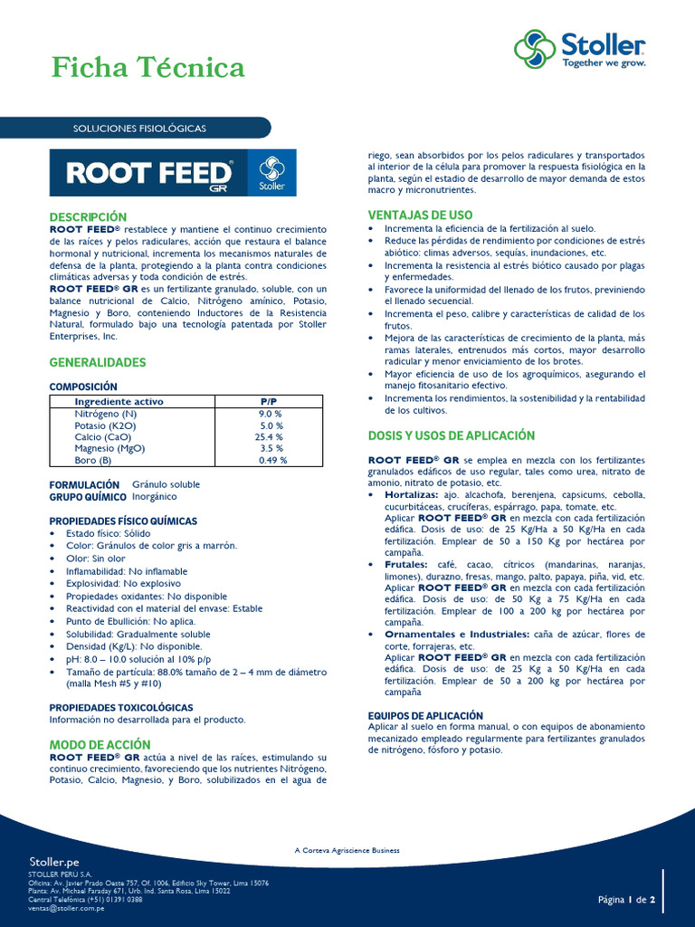 Ficha Técnica de ROOT FEED® GR | PDF | Residuos | Agua