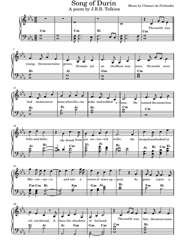 Clamavi de Profundis: Song of Durin | PDF | Middle Earth | J. R. R. Tolkien