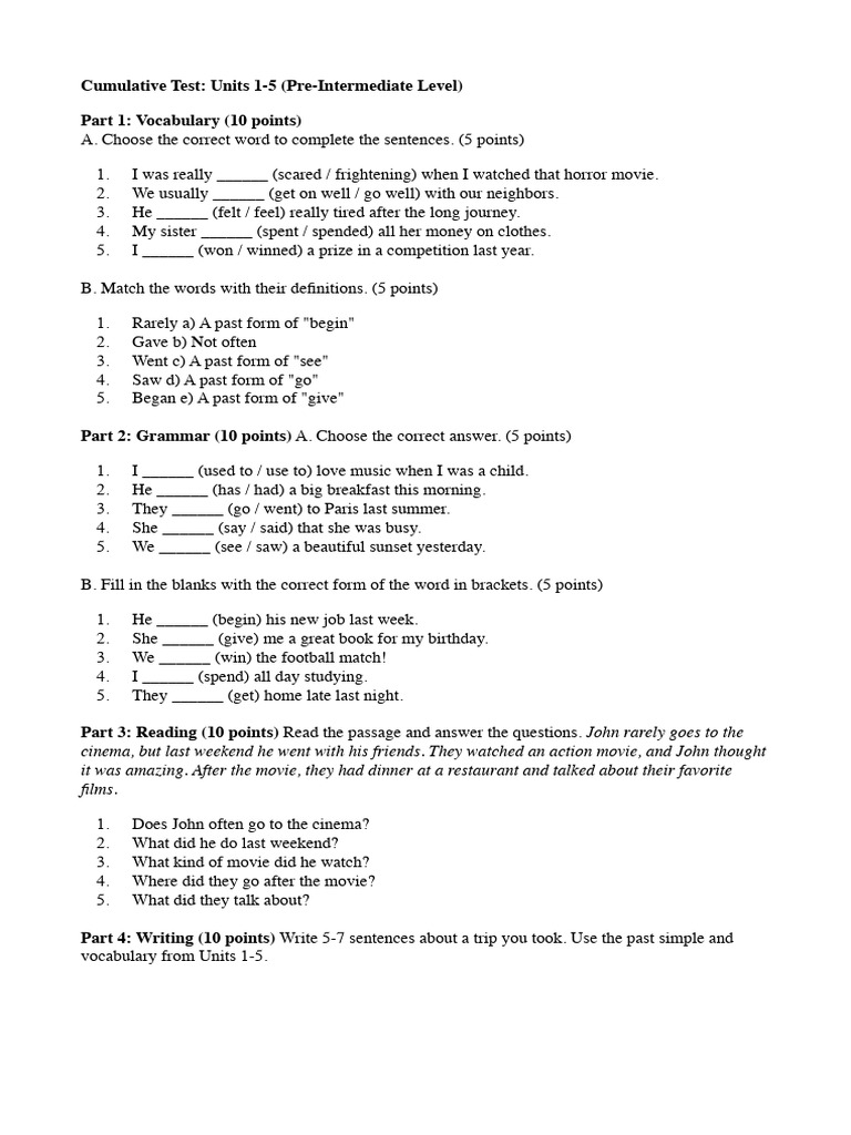 Cumulative Test 1 | PDF