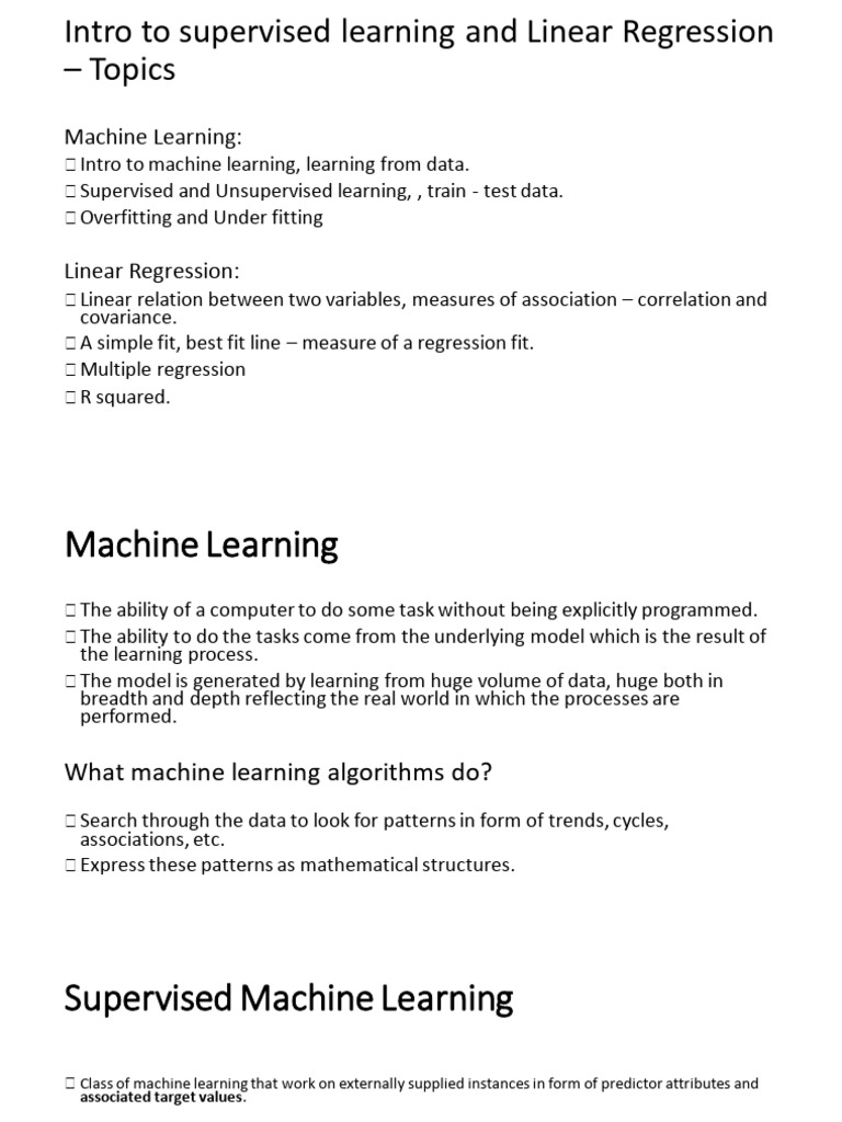 Supervised Learning & Linear Regression Guide | PDF | Linear Regression | Dependent And ...