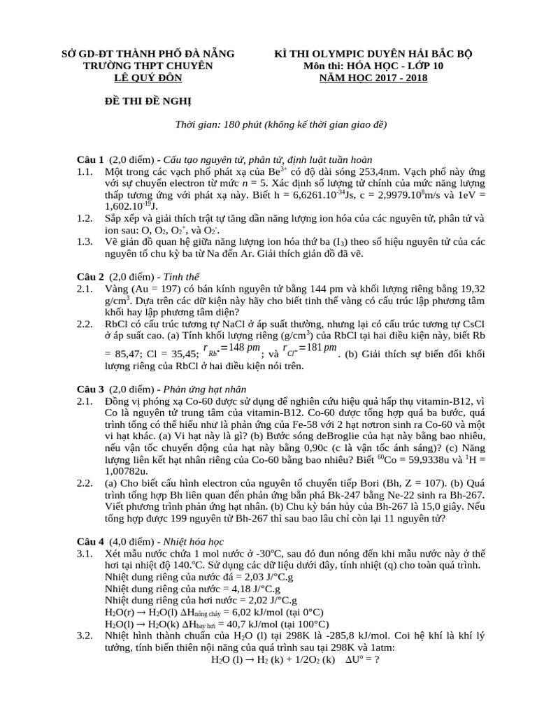 2018 - Olympic DHBB - Hoa 10 - Le Quy Don Da Nang - de | PDF