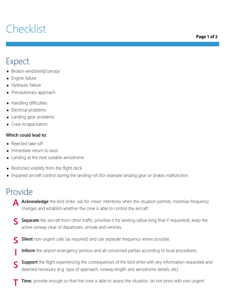Bird Strike Management Procedures | PDF