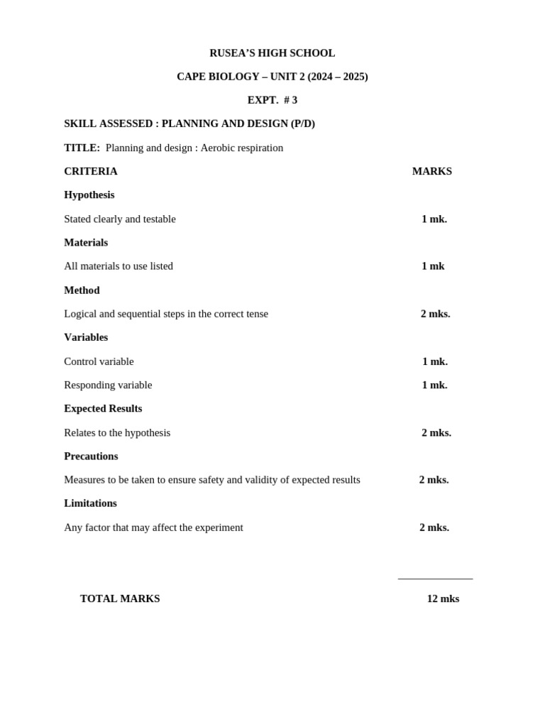 Aerobic Respiration Experiment Guide | PDF