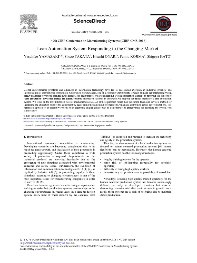 Lean Automation System Responding To The Changing Market | PDF ...