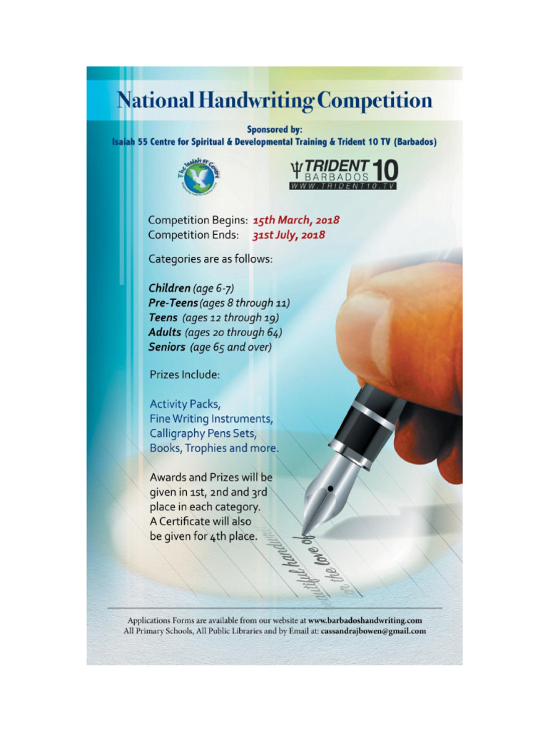 National Handwriting Competition 2018 | PDF | Calligraphy | Writing