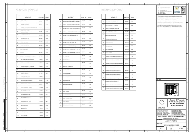 Project Drawing List 001 | PDF | Basement | Architectural Design