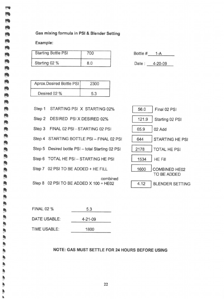 Gas Mixing Formula in PIS - Blender Setting | PDF
