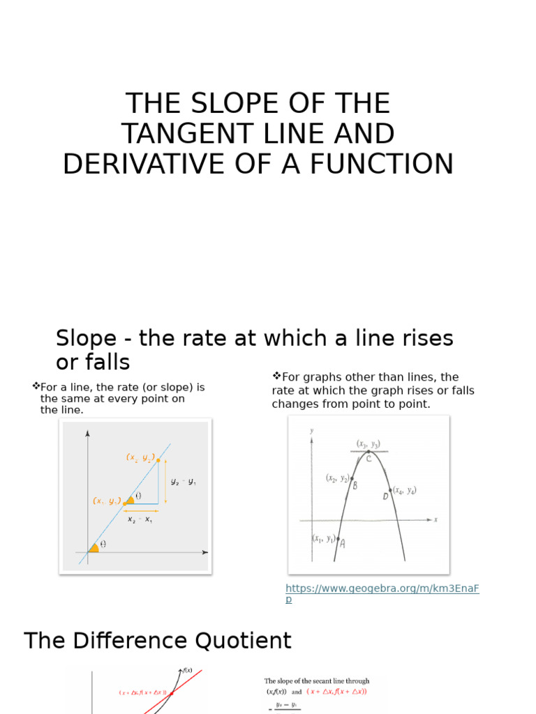 The Slope of The Tangent Line and Derivative of A Function | PDF ...