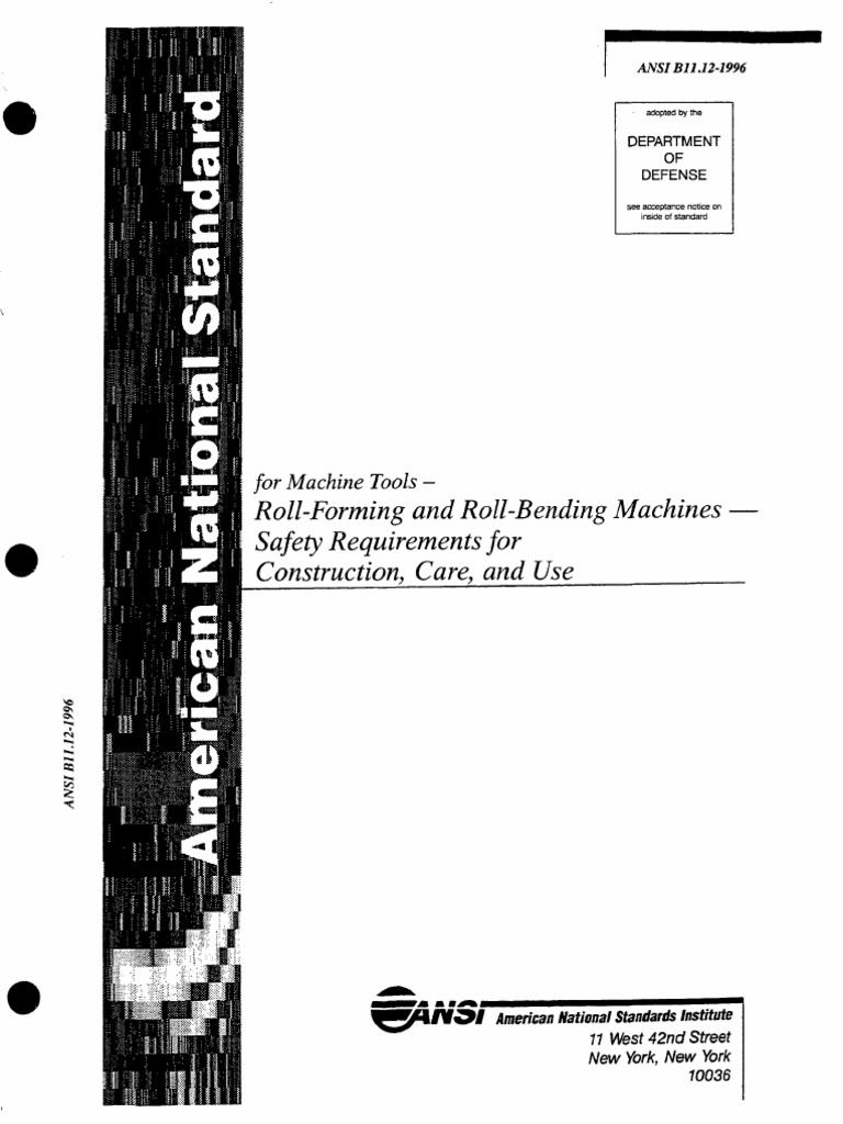 ANSI B11.12 1996 Roll-Forming and Bending | PDF | Safety | Machines