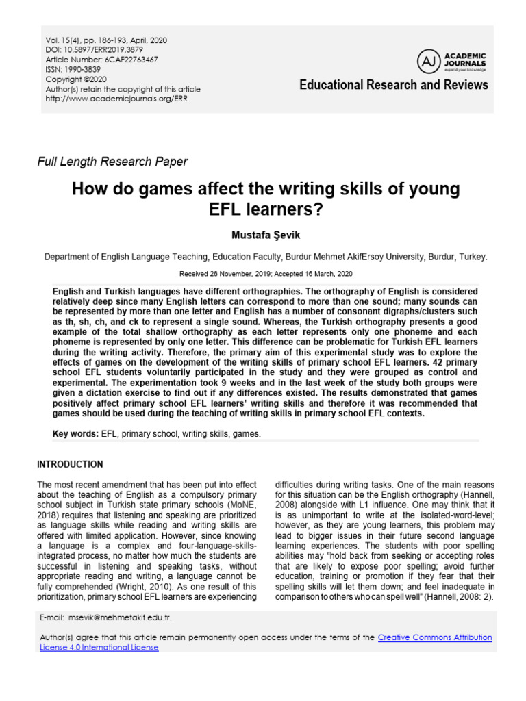 Game Affect Student Writing | PDF | Orthography | Phoneme