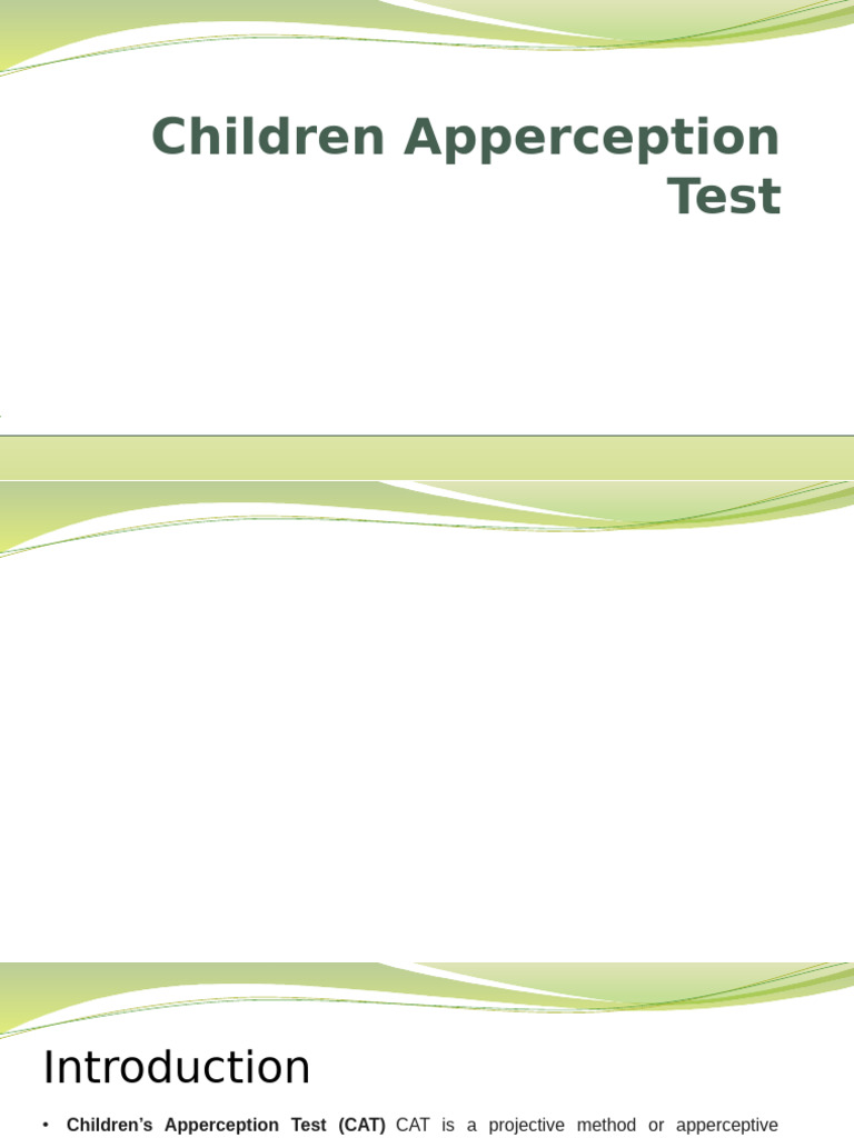 Children Apperception Test | PDF | Psychology | Behavioural Sciences