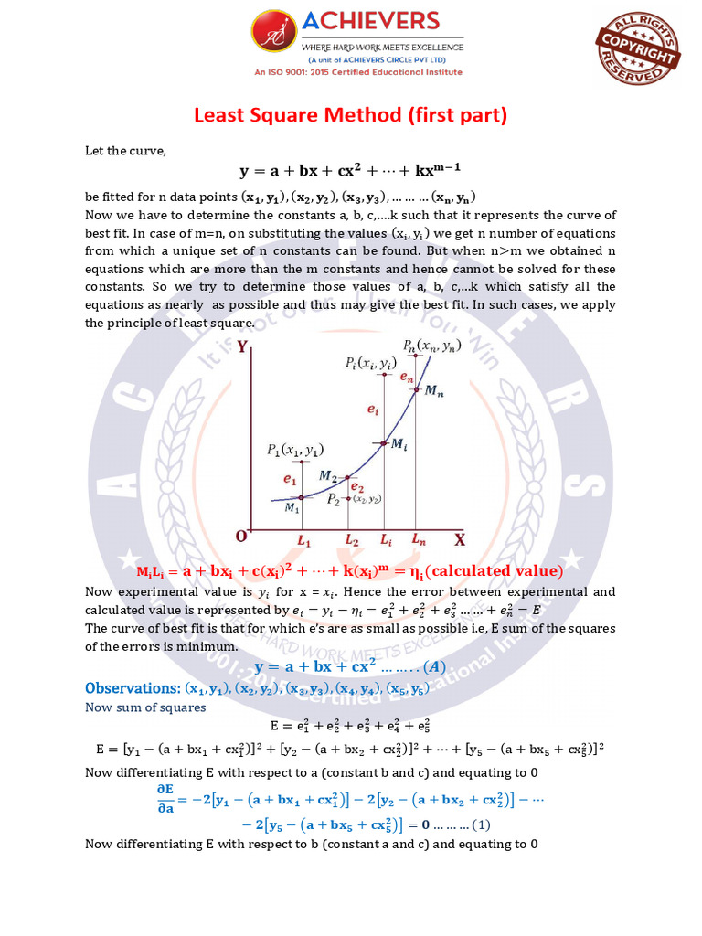 Least Square Fitting - 28686953 | PDF | Least Squares | Applied Mathematics