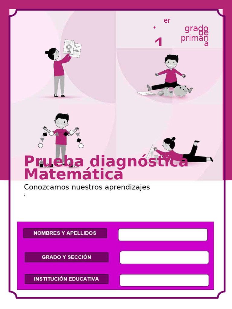 Prueba Diagnóstica de Matemáticas 1° Primaria | PDF