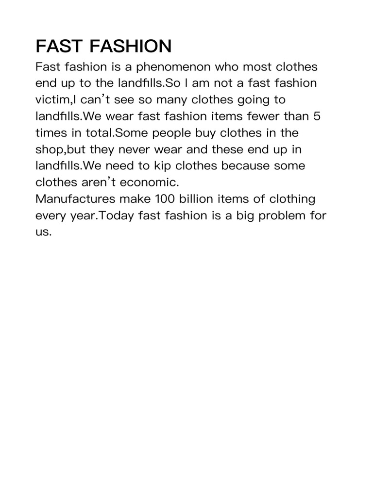 Fast Fashion's Environmental Impact | PDF