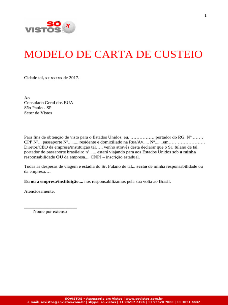Carta de Custeio, Se Necessario | PDF