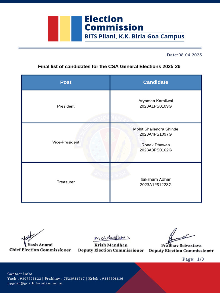 CSA Eligible Candidates 25-26 | PDF