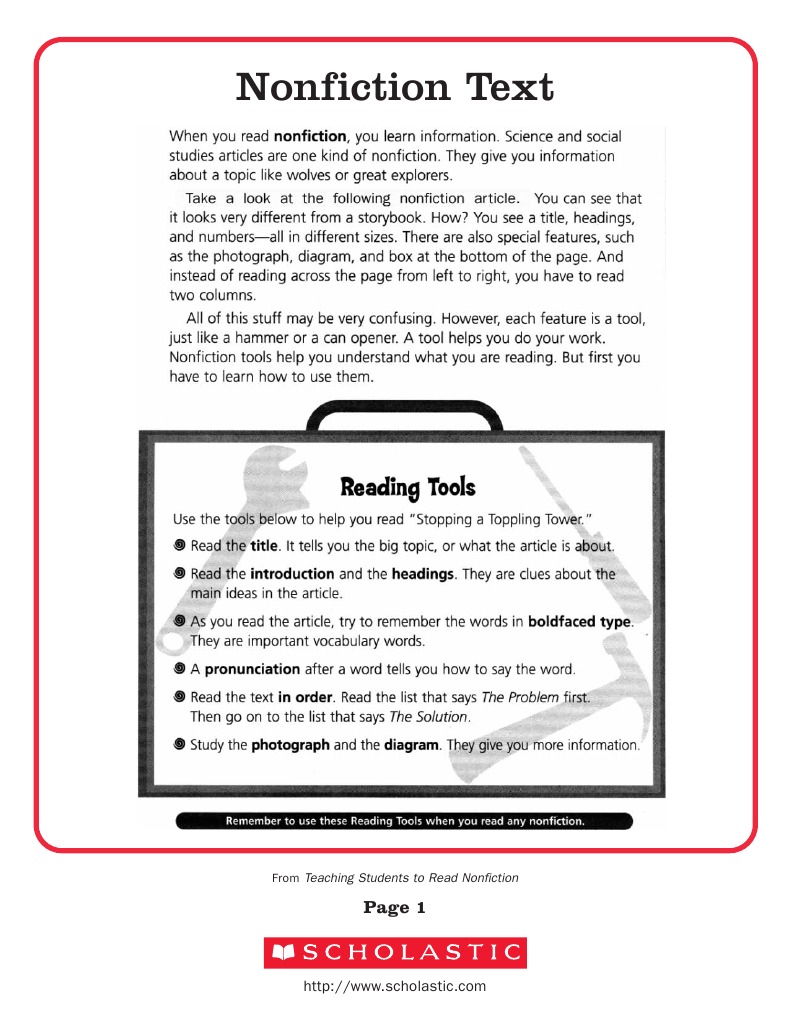 Nonfiction Text: From Teaching Students To Read Nonfiction | PDF