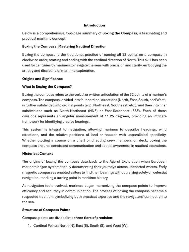 Comprehensive Guide to Boxing the Compass | PDF | Compass | Navigation