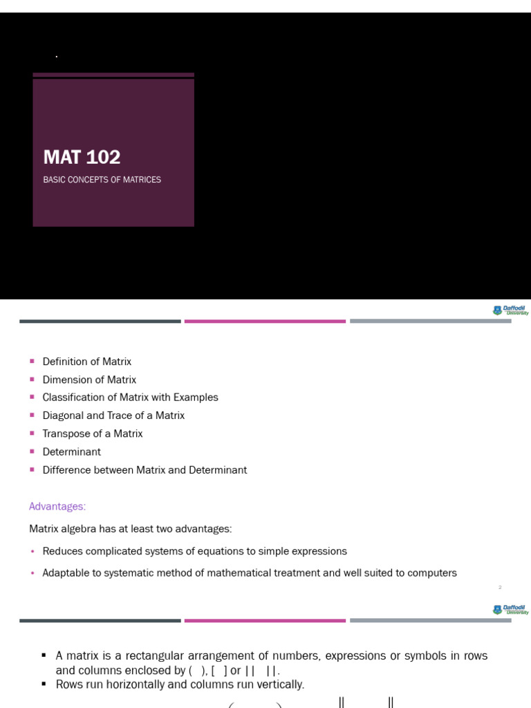 Basic Concepts of Matrices | PDF | Matrix (Mathematics) | Determinant