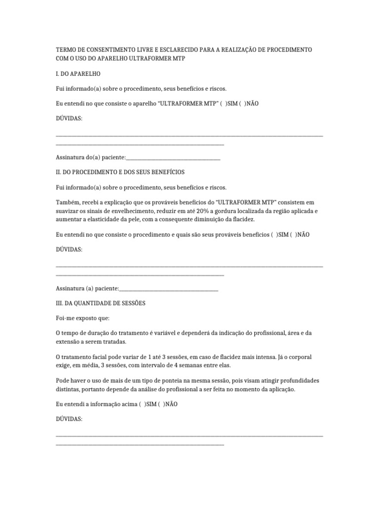 Tcle Ultraformer MTP Vivena Resumido | PDF | Gravidez | Nervo