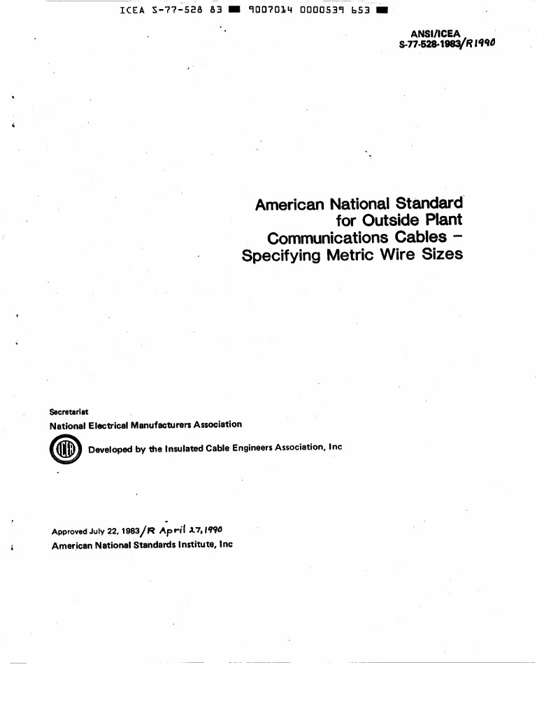 ANSI S-77 1990 Communication Cables | PDF