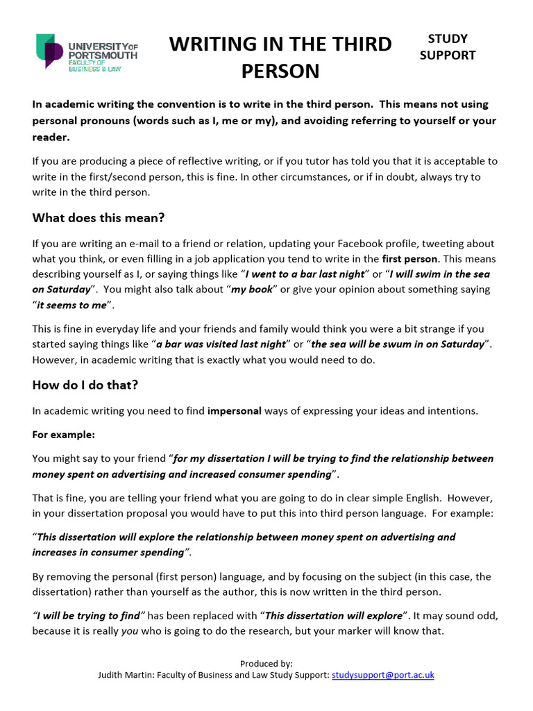 Academic Writing in Third Person | PDF | Thesis