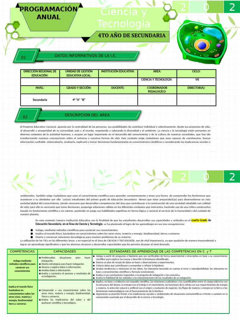 Programación Anual 4º Cyt - 2025 | PDF | Evolución | Organismos