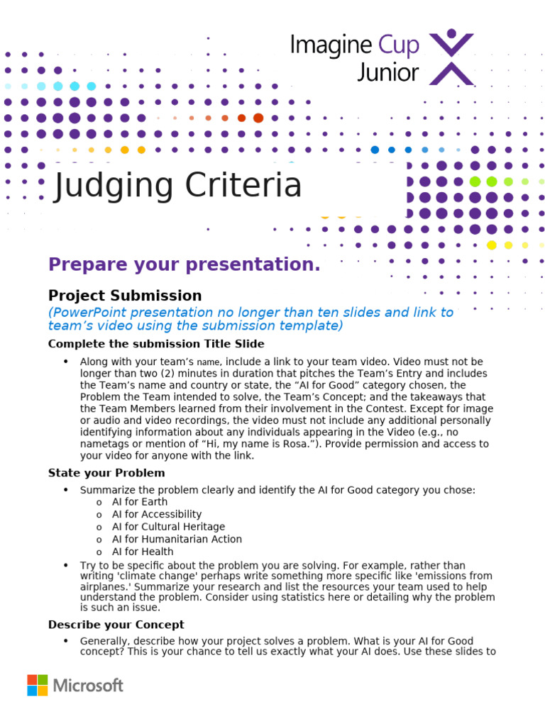 Imagine Cup Junior 2024 Judging Criteria | PDF | Artificial ...