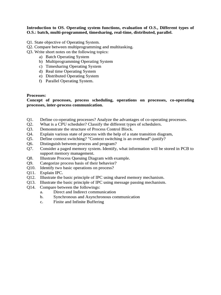 OS Test 1 Syllabus | PDF