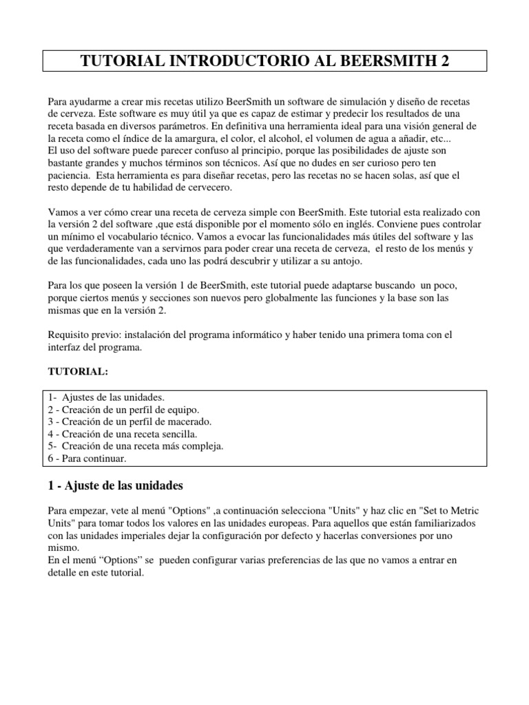 Guía Básica para Usar BeerSmith 2 | PDF | Cerveza | Software
