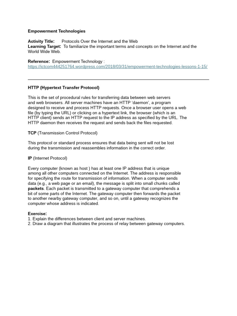Internet Protocols Explained: HTTP, TCP, IP | PDF
