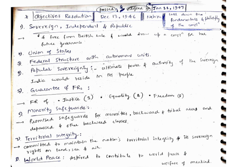 Objectives resolution notes | PDF