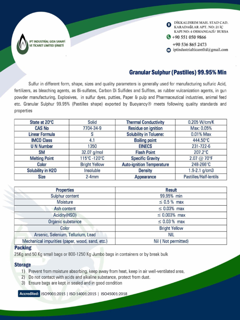Granular Sulphur 1 | PDF